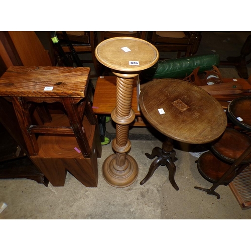 TRIPOD TABLE, PLANT STAND, TWO STOOLS
