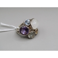 SILVER GEM SET RING SIZE P