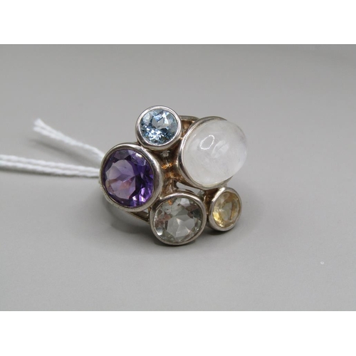 SILVER GEM SET RING SIZE P