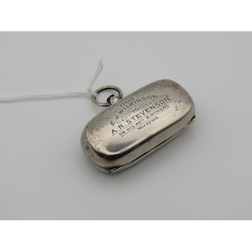 SILVER PRESENTATION DOUBLE SOVEREIGN HOLDER FROM E J WILKINSON TO A R ...