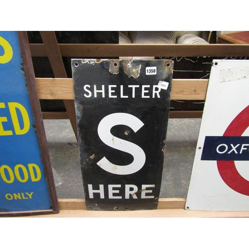 VINTAGE WW2 AIR RAID SHELTER SIGN 61CM X 30CM
