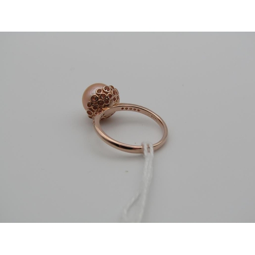 SILVER GILT NATURAL COLOUR, CULTURED PEARL RING SIZE P