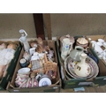 TWO BOXES OF MIXED CHINA TO INCL FIGURINES