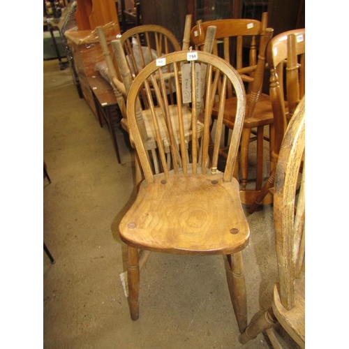 SIX SPINDLE BACK DINING CHAIRS