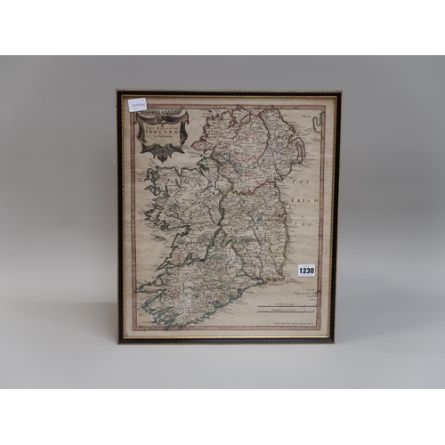 F/G ANTIQUE MAP OF THE KINGDOM OF IRELAND BY ROBERT MORDAN 41 x 35cms
