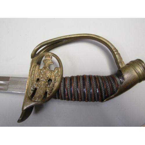 19c OFFICERS DRESS SWORD HANDLE WITH BRASS GUARD AND STEEL BLADE AND ...