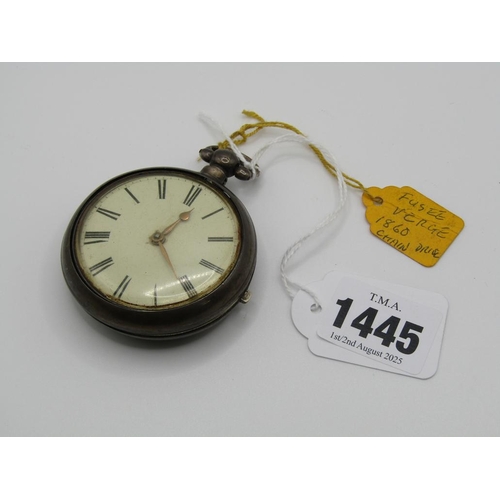 VICTORIAN SILVER CASED VERGE CHAIN DRIVE POCKET WATCH, WATCHMAKER ...