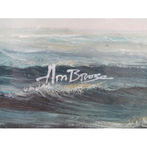 AMBROSE - SAILING VESSEL IN FULL SAIL, WATERCOLOUR, F/G, 31CM X 40CM