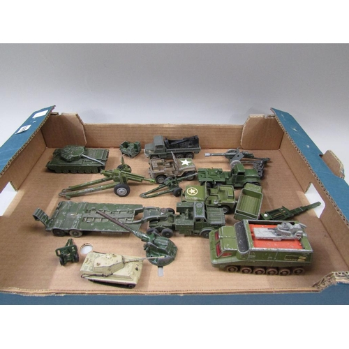 BOX OF DIECAST ARMY VEHICLES - TANKS AND GUNS ETC