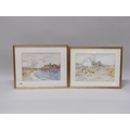 H BANNISTER - TWO SIGNED WATERCOLOURS, ISLE OF MAN HARVEST TIME, PEEL ...