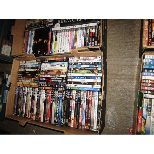 FOUR BOXES OF DVDs