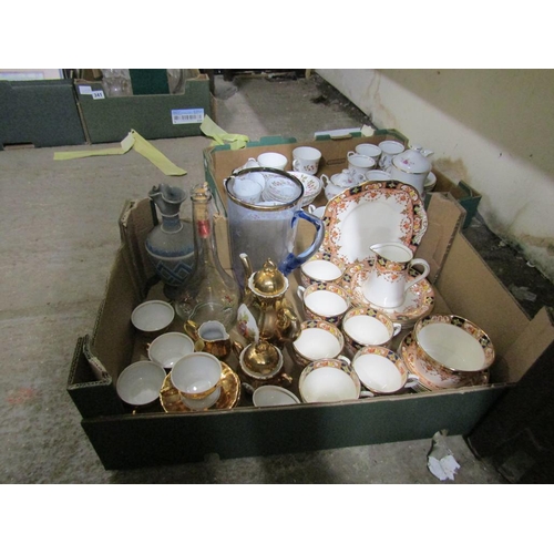 TEA SET, DECANTER, GLASS JUG