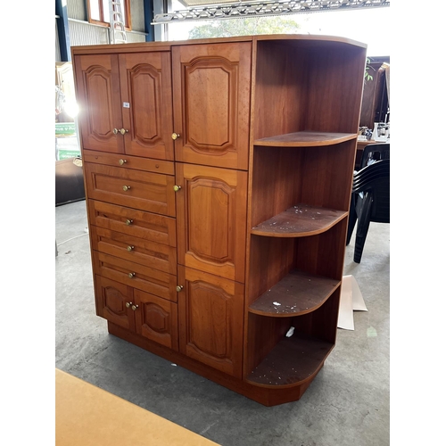 Modern multi door cabinet with open shelf end, approx 163cm H x 130cm W ...