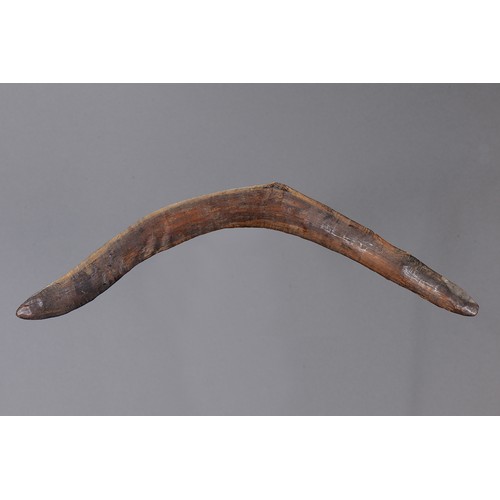 UNUSUAL RARE EARLY BOOMERANG, VICTORIA. Carved and adzed hardwood. Of ...