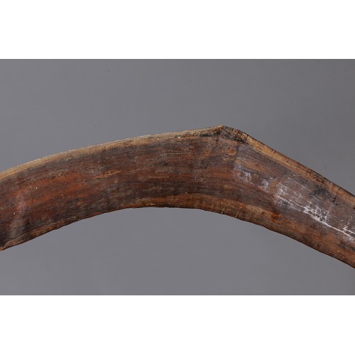 UNUSUAL RARE EARLY BOOMERANG, VICTORIA. Carved and adzed hardwood. Of ...