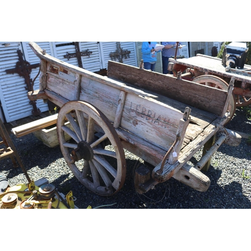 Antique European horse drawn cart, approx 203cm L x 170cm W