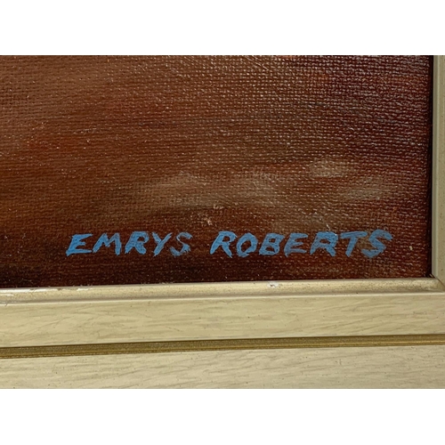 Oil painting signed Emrys Roberts. 55 x 44.5cm