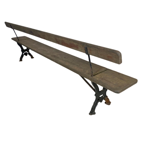 Late 19th century J.P. Corry cast iron reversible railway bench. 273cm