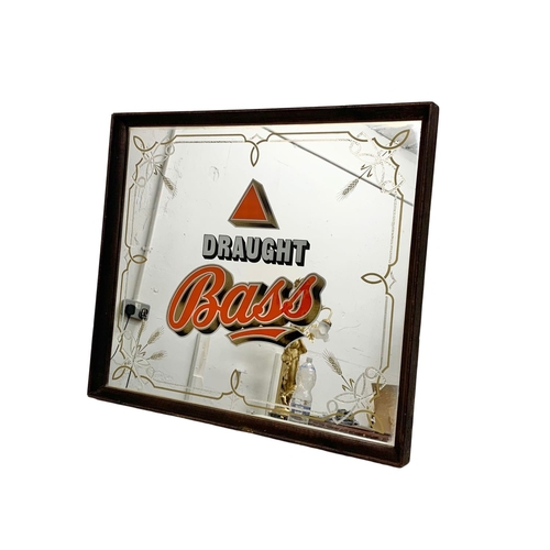 A vintage pub mirror. Draught Bass. 59.5 x 51.5cm.