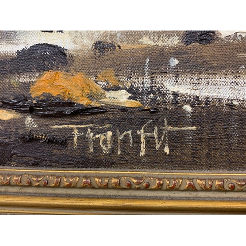 An oil painting by Fran Fit. Painting measures 91.5 x 41cm. Frame ...