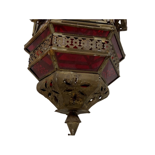 A vintage Indian ceiling light and 2 brass lamps. Ceiling light ...