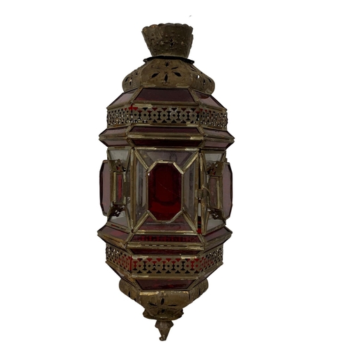 A vintage Indian ceiling light and 2 brass lamps. Ceiling light ...