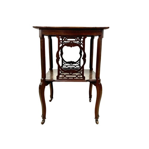 An Edwardian mahogany 2 tier window side table. 50 x 50 x 72.5cm