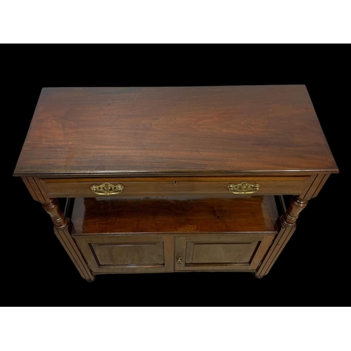 A late 19th century walnut buffet table with drawer and 2 door cupboard ...