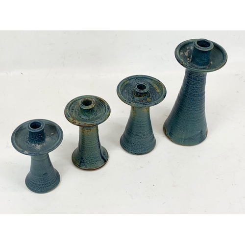 A set of 4 Irish Studio Pottery candlesticks by Roundhouse. Largest ...