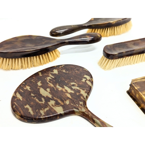 A faux tortoise shell vanity set