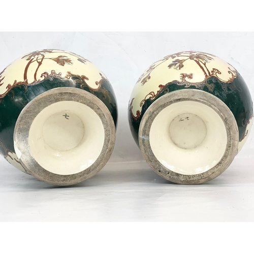 A pair of large late 19th century English pottery vases with hand ...