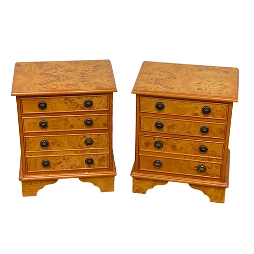 A pair of Burr Poplar Georgian style chests of drawers. 42 x 29 x 51cm.