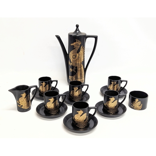 A 15 piece Portmeirion pottery "Phoenix" by John Cuffley coffee set.