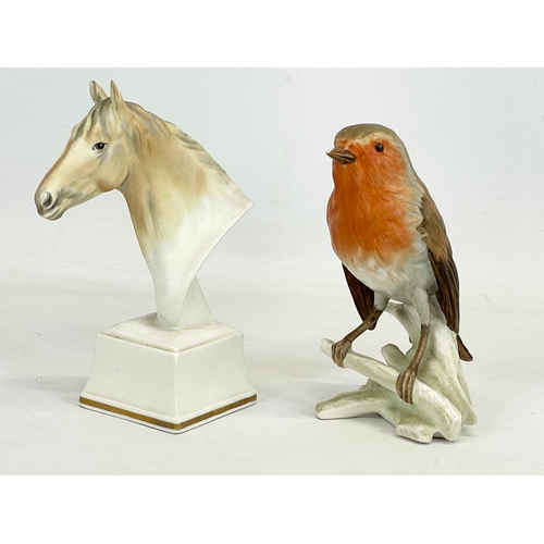 4 pieces of pottery. A Poole pottery ashtray 19cm, a Goebel bird 12cm ...