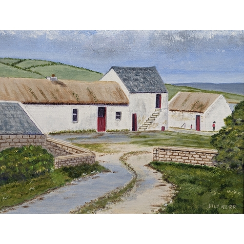 A pair of Lily Kerr gilt framed oil paintings, "Farmhouse," and "Lough ...