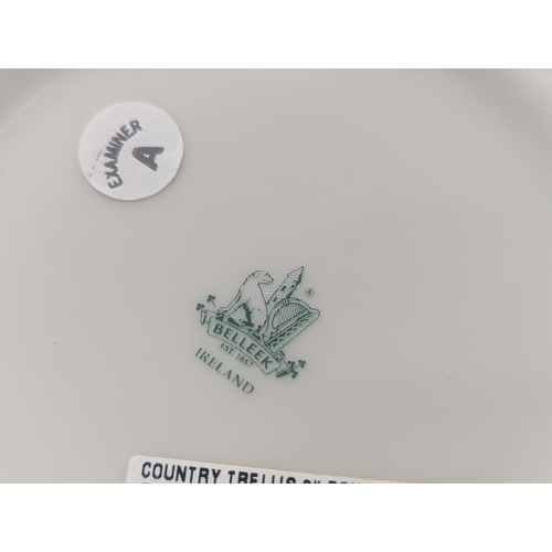 5 pieces of Belleek pottery including 3 vases, bowl and dish, and a ...