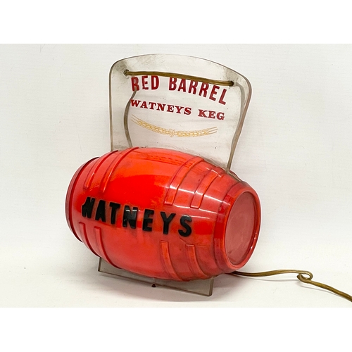 A vintage light up tabletop advertising Red Barrel Watneys Keg. 17x21cm