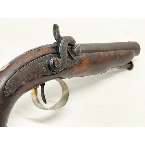 A 19th century Irish 16 Bore Percussion Overcoat pistol, by Dowling of ...