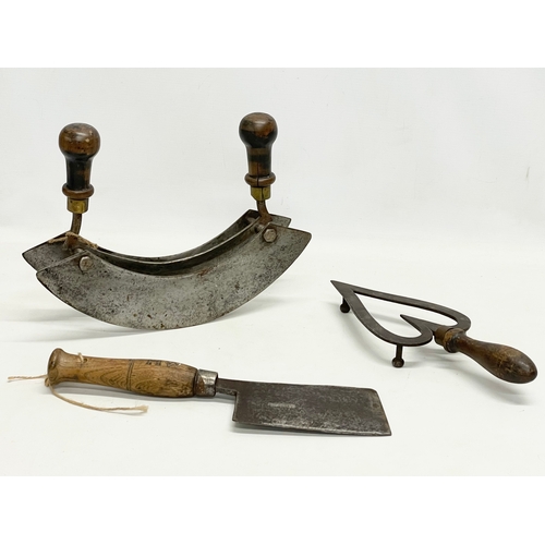 3 Victorian food preparation tools. Including a 19th century herb ...