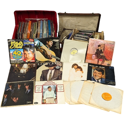 A collection of vintage vinyl records/LPs including Johnny Cash, Abba ...