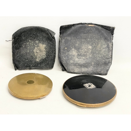 2 vintage Stratton brass and enamel compacts. 10cm