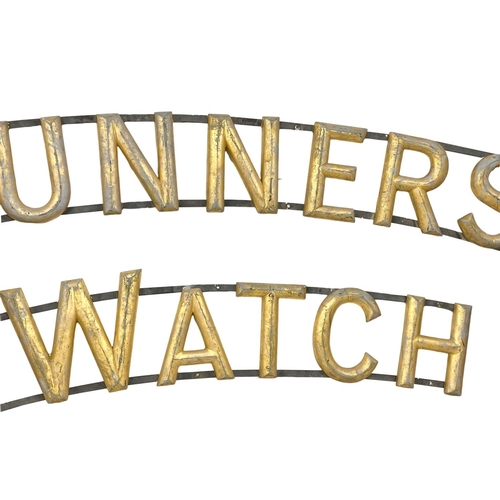 A large ‘Gunners Watch’ pub sign from Grimsby, England. Wooden letters ...