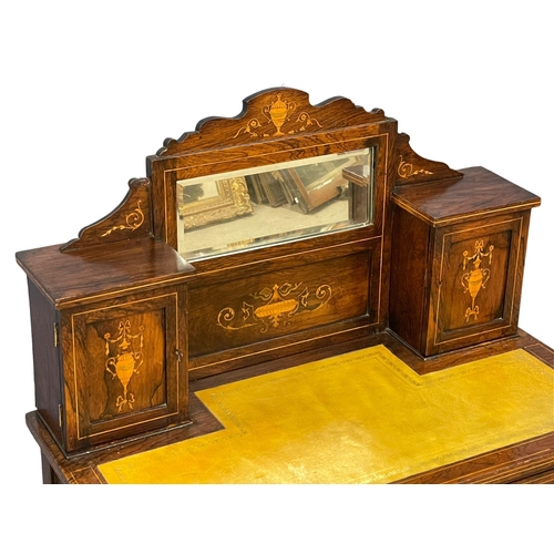 A late Victorian inlaid rosewood ladies mirror writing desk. Circa 1890 ...