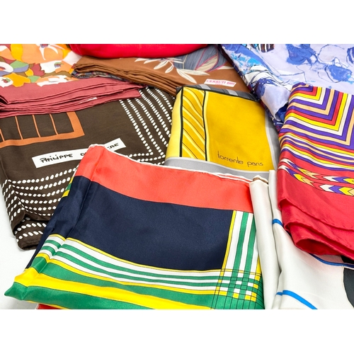 A collection of vintage silk scarves.