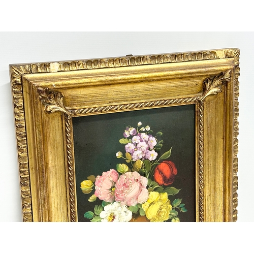 A Still Life oil painting on canvas by R. Rossini. In gilt frame. 22 ...
