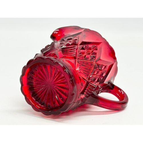 An early 20th century ‘Little Jewel’ pressed Ruby Glass milk jug and ...