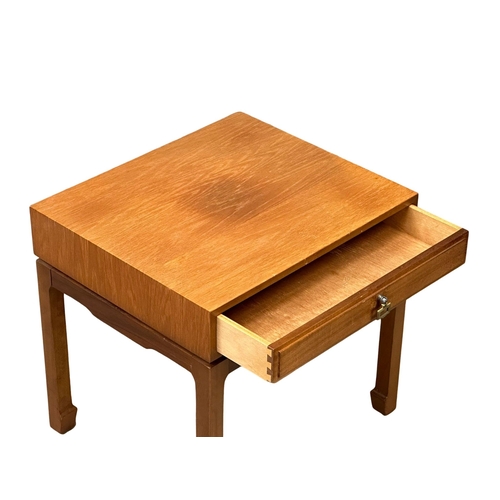 A Legate Furniture Mid Century teak double sided lamp table. 53x46x52cm 6