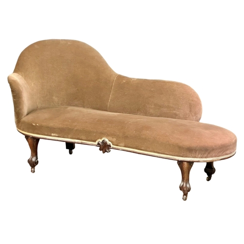 A Mid Victorian rosewood frames chaise lounge on cabriole legs, circa ...