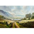 Robert B. Higgins (R.B.Higgins) oil on canvas. Road to the Lake. 76cm x ...