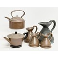 A collection of Late 19th Century copper measures and kettles. Imperial ...